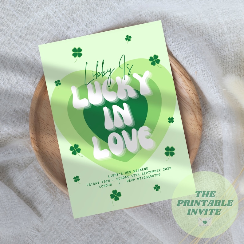 Lucky in Love Bachelorette Party Invitation: St. Patrick's Day ...