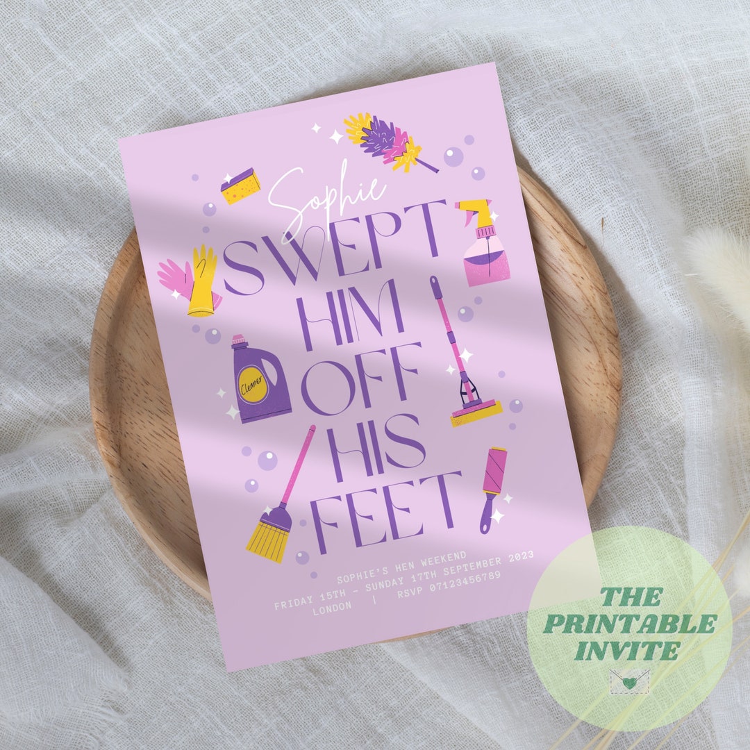 Cleaning Theme Bachelorette Invitation: Editable Canva Template ...