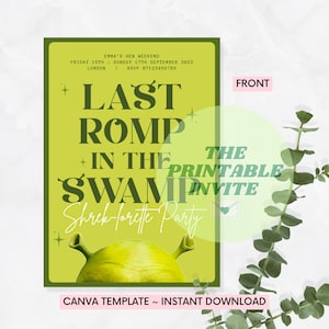 Shrek Last Romp in the Swamp | Hen Bachelorette Party Invitation ...