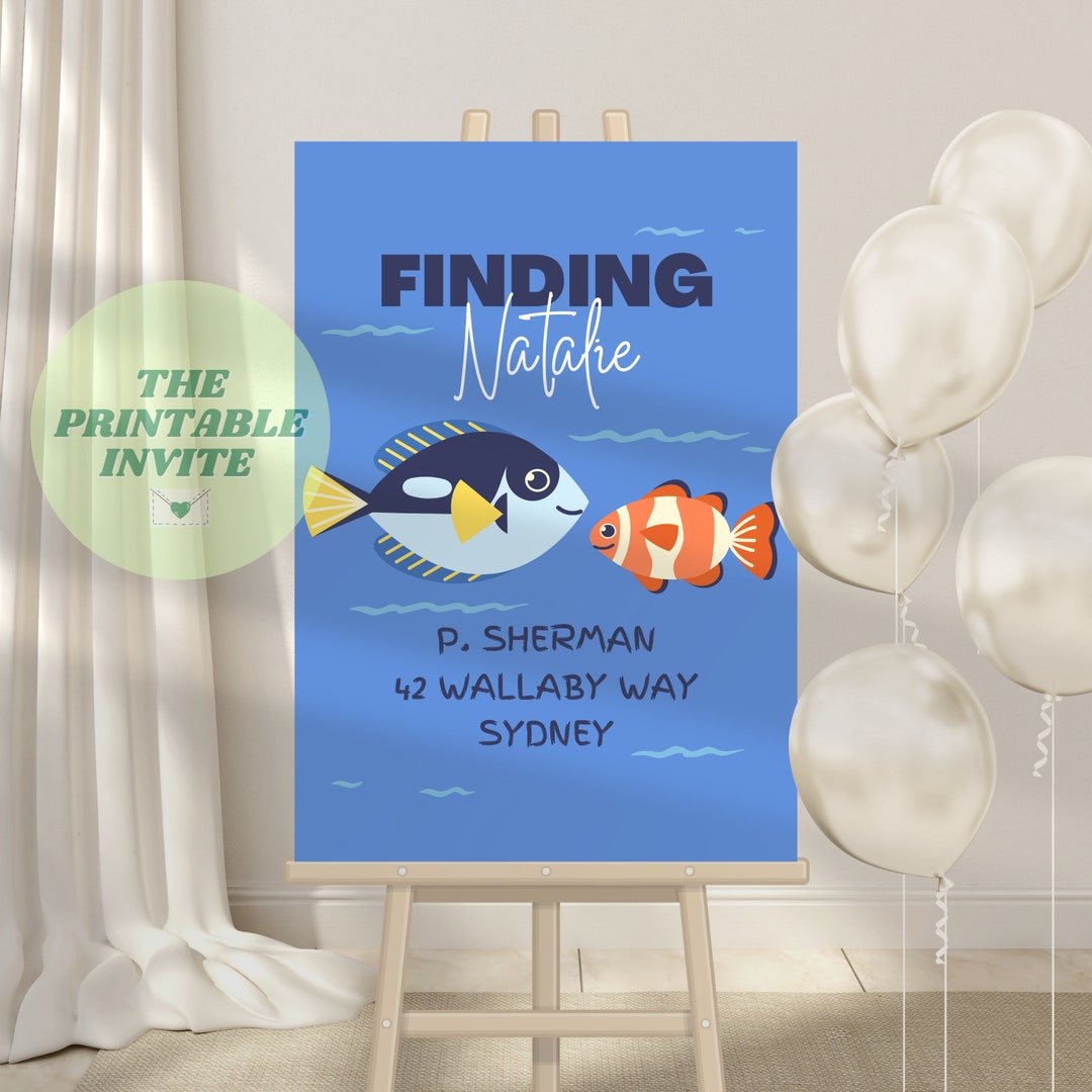 Finding Nemo Editable Childrens Birthday Party Welcome Board Canva ...