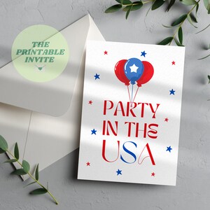 Editable 4th of July Party Invite | Party in the USA Canva Template ...
