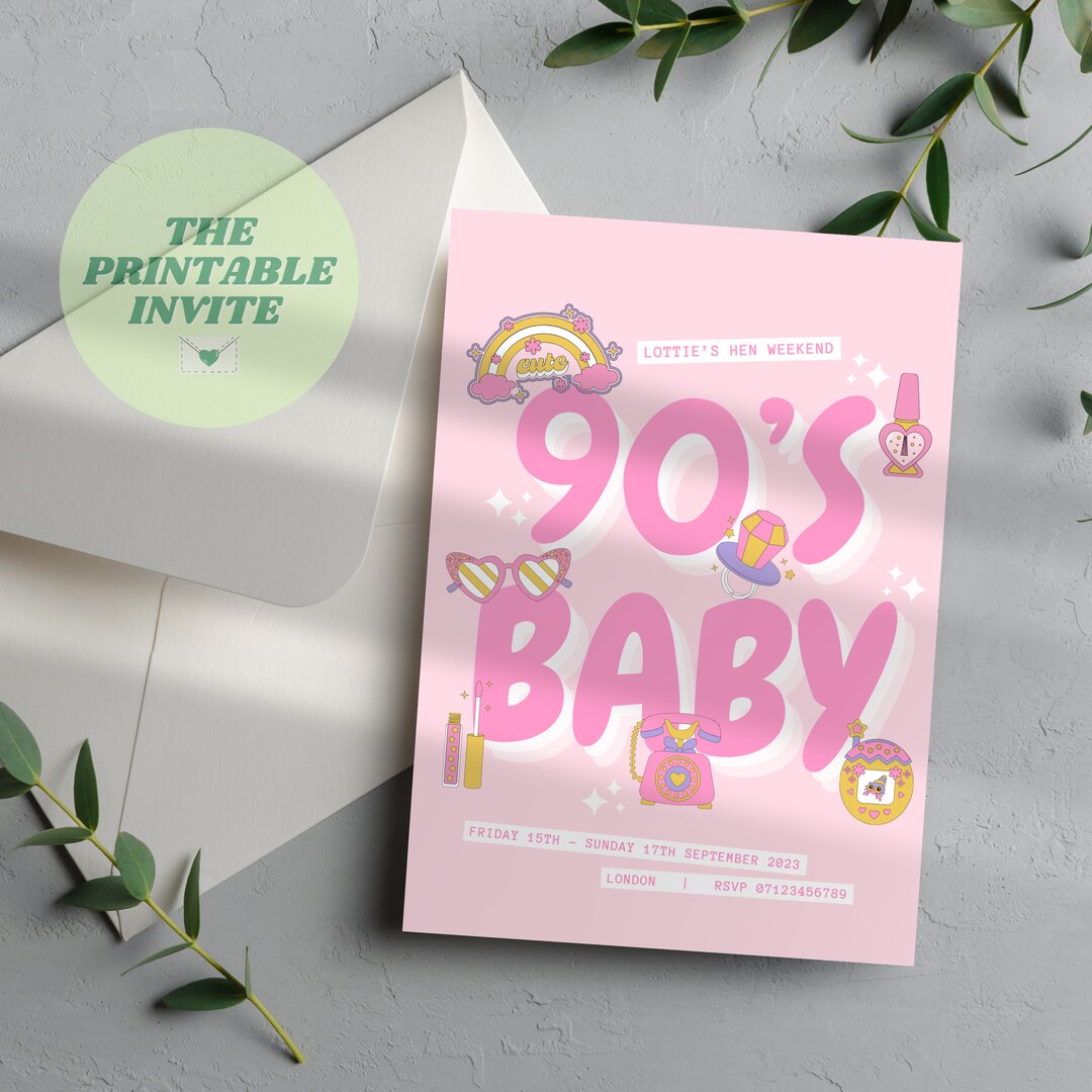 90s Baby Y2K | Hen Bachelorette Party Invitation Itinerary | Canva ...