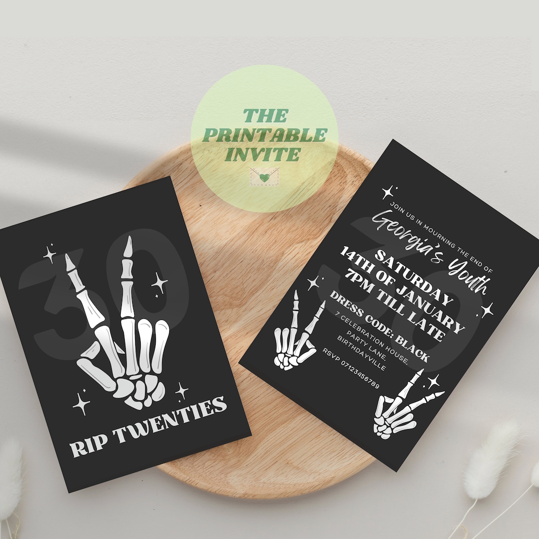RIP Twenties 30th Birthday Invitation: Funeral Theme, Editable Canva ...