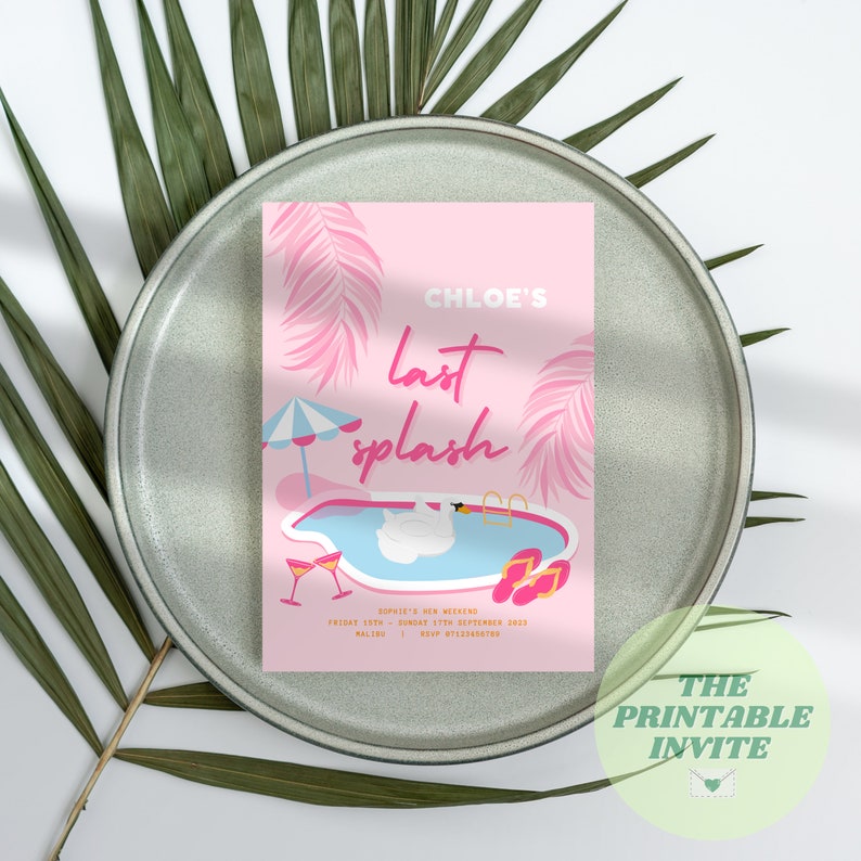 Editable Hen Bachelorette Party Invite Last Splash Canva - Etsy