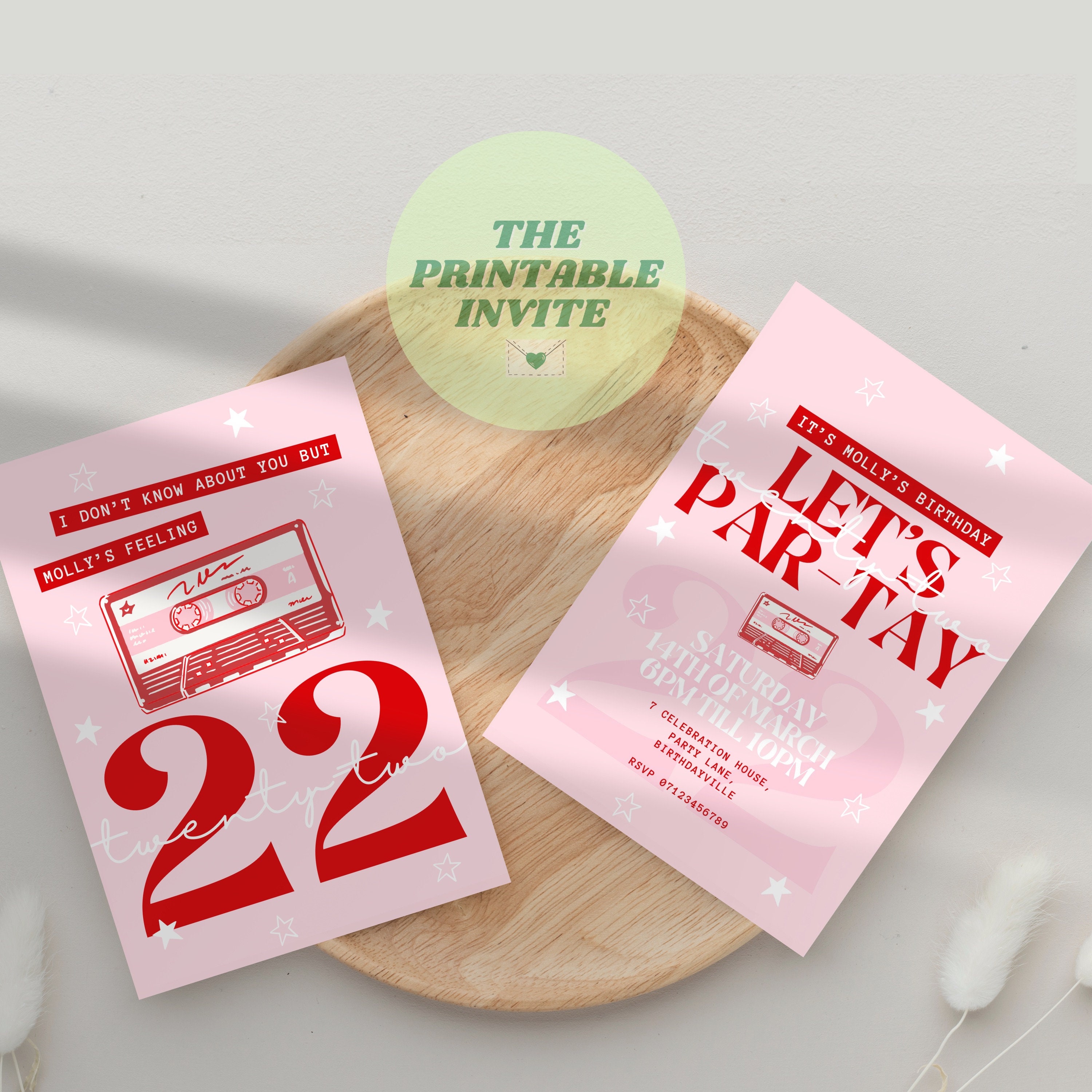 Twenty Two Taylor Swift 22nd Birthday Party Invitation - Etsy