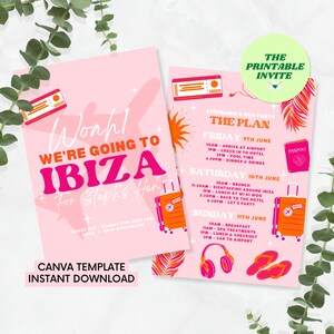 Ibiza Bachelorette Party Invitation: Editable Itinerary Canva Template ...