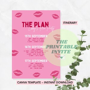 Editable Hen Bachelorette Party Invite | Kiss the Miss Goodbye Canva Template | 4 Page ...