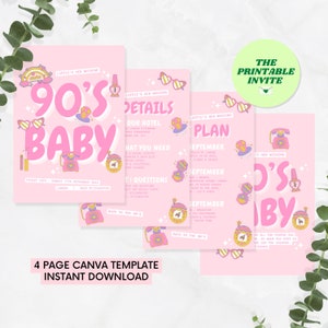 90s Baby Y2K | Hen Bachelorette Party Invitation Itinerary | Canva ...