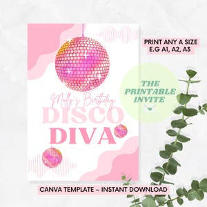 Disco Diva | Editable Birthday Party Event Welcome Board | Pink 70s ...