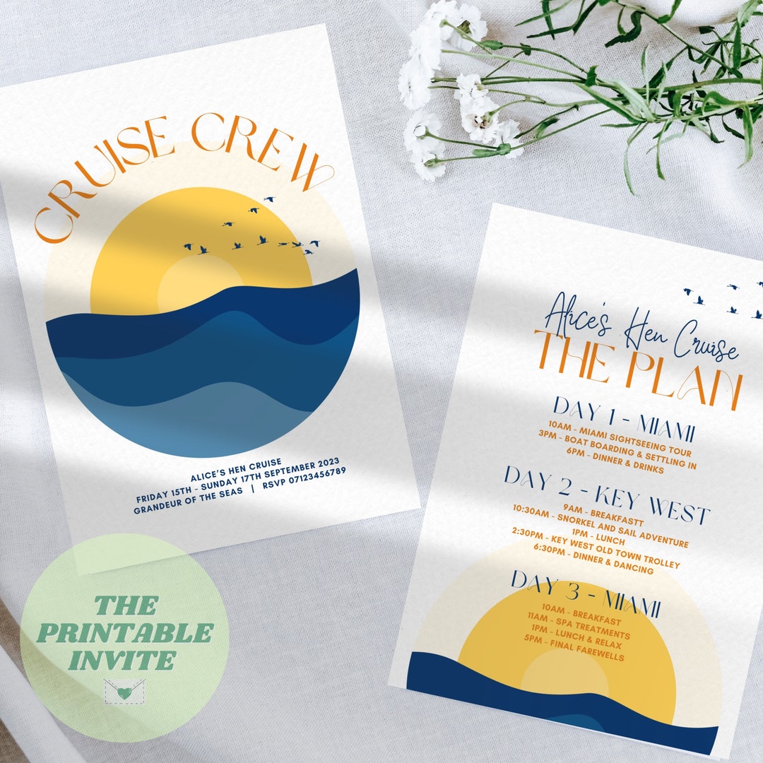 Cruise Crew Destination | Hen Bachelorette Party Invitation Itinerary ...
