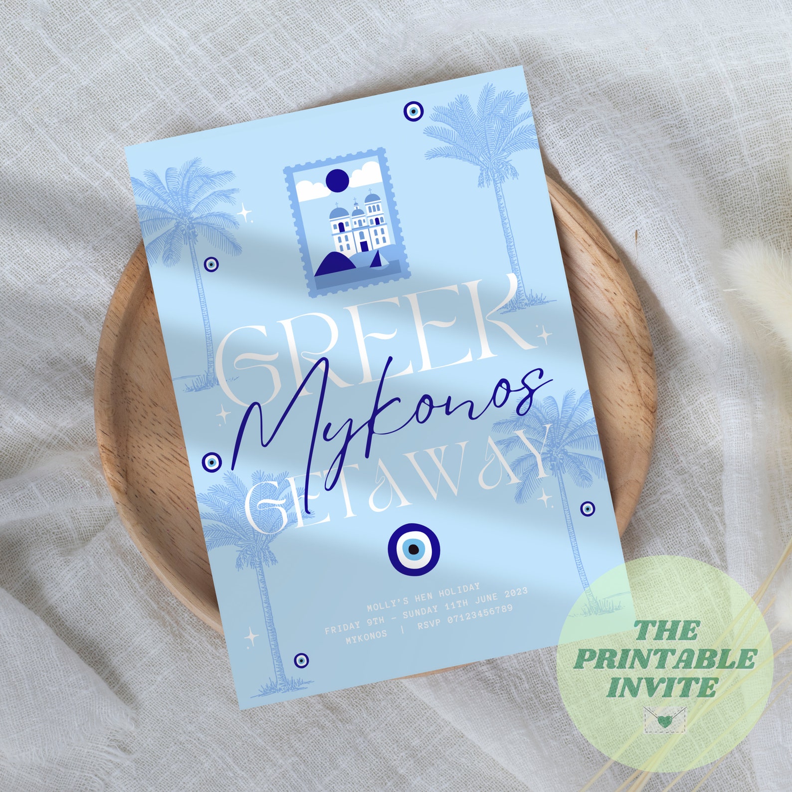 Editable Hen Bachelorette Party Invite Greek Getaway Canva - Etsy