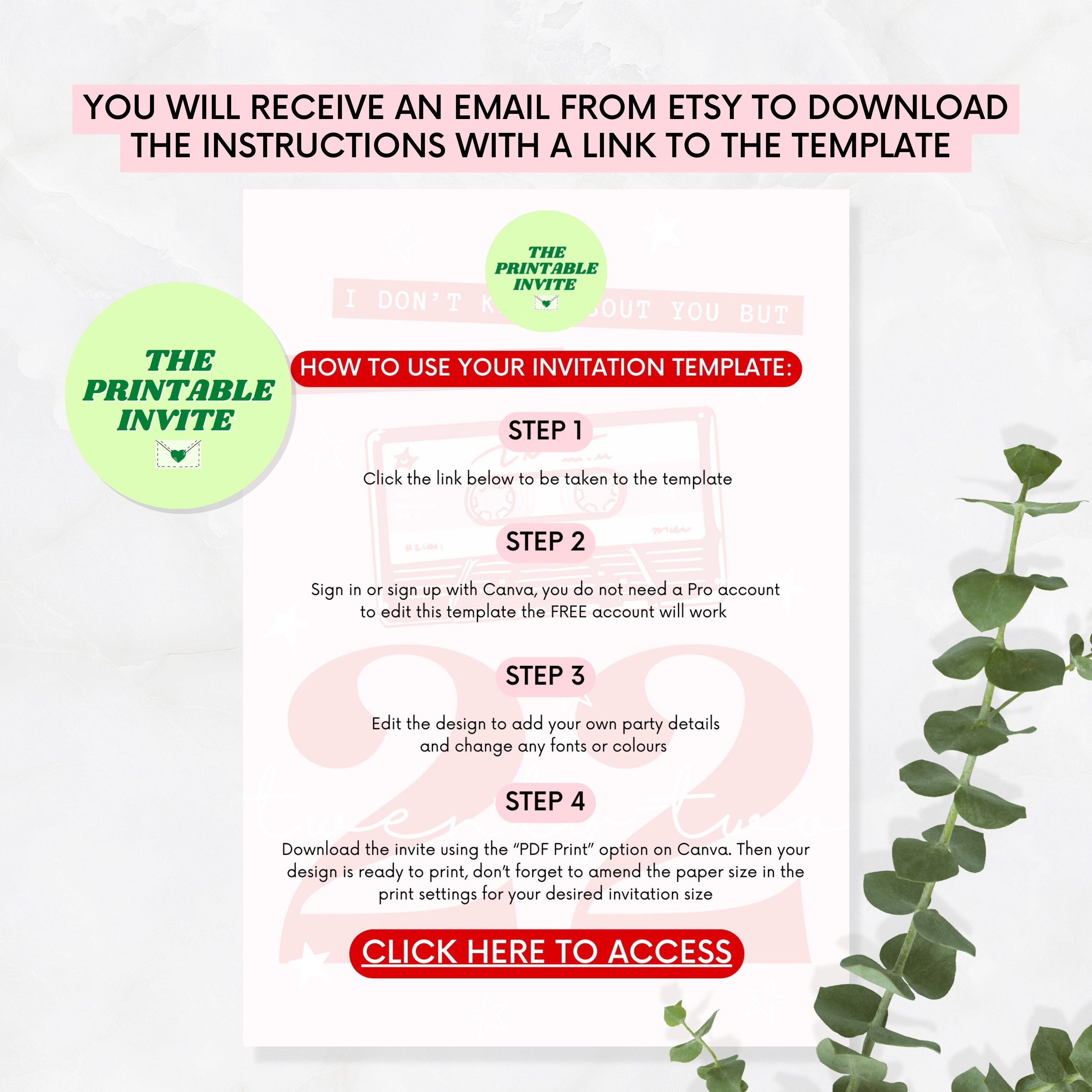 Twenty Two Taylor Swift 22nd Birthday Party Invitation - Etsy