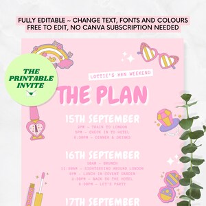 90s Baby Y2K | Hen Bachelorette Party Invitation Itinerary | Canva ...