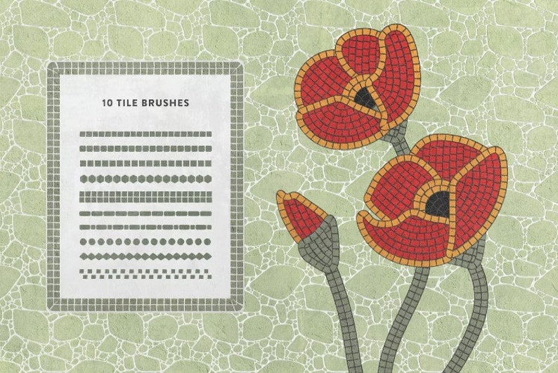 50 Mosaic Tile Procreate Brushes - Etsy