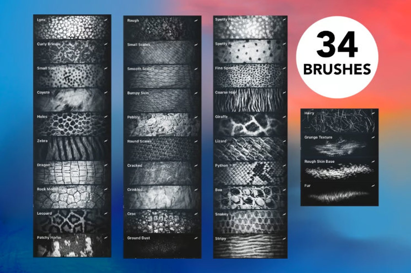 34 Animal Textures Procreate Brushes - Etsy