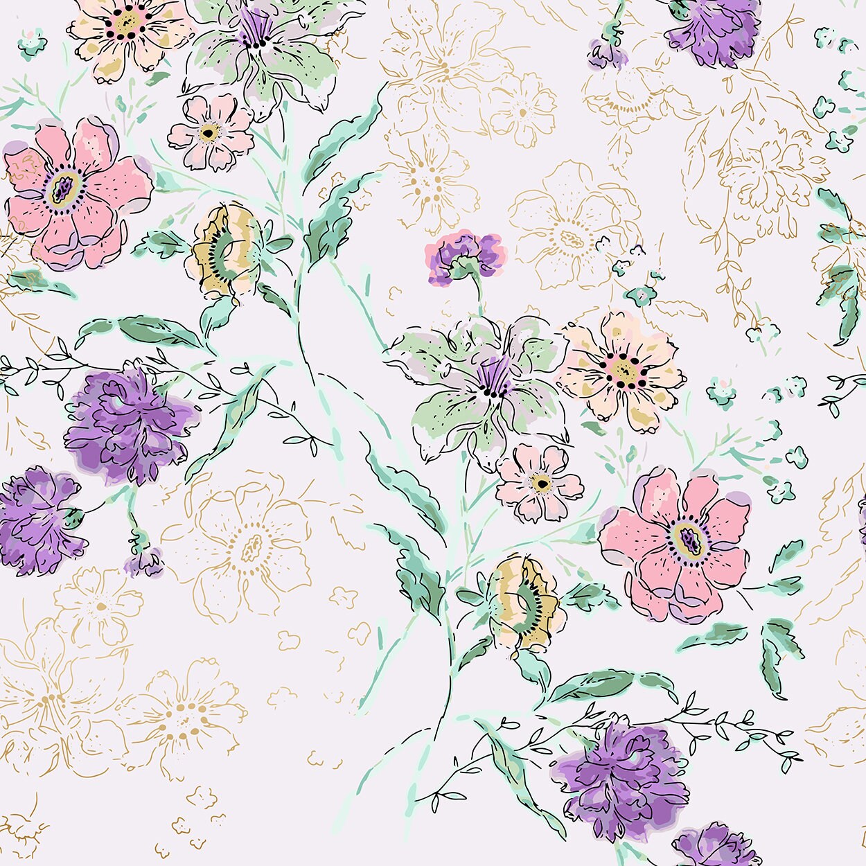 Floral Pattern Overlays in Seamless Format, Digital Flower Patterns PNG ...