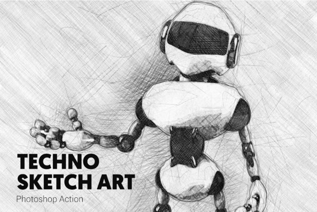 Techno Sketch Art Photoshop Action – Digital Art Photoshop Effect - Etsy