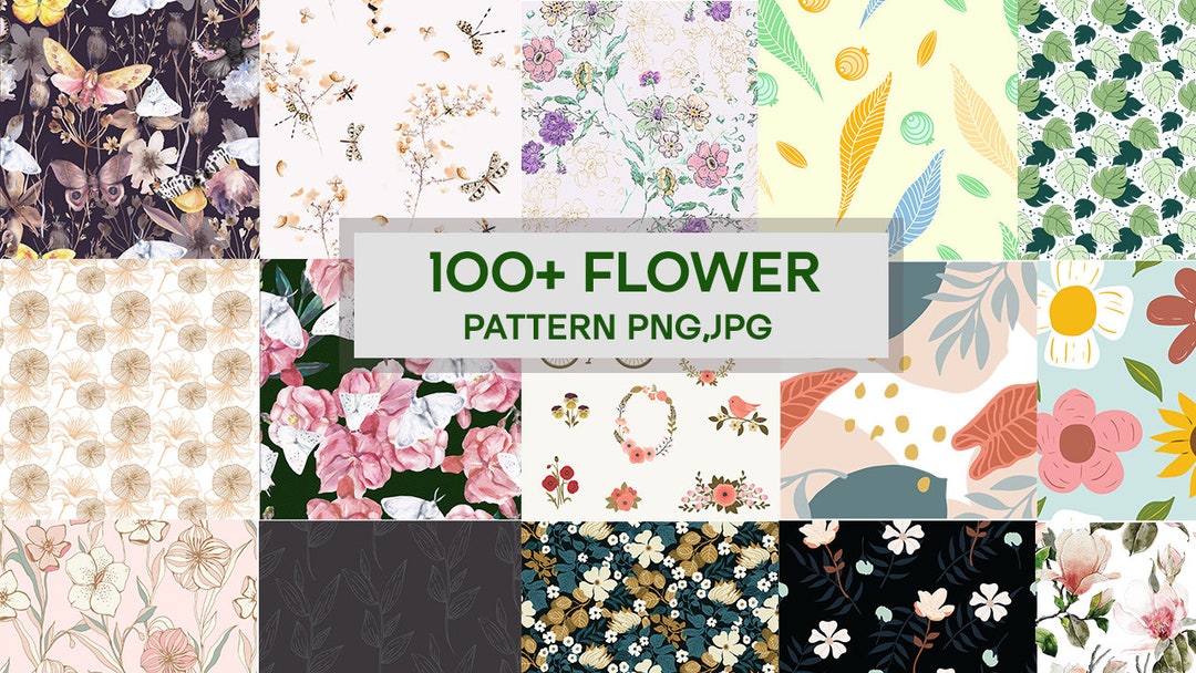 Floral Pattern Overlays in Seamless Format, Digital Flower Patterns PNG ...