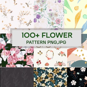 Floral Pattern Overlays in Seamless Format, Digital Flower Patterns PNG ...