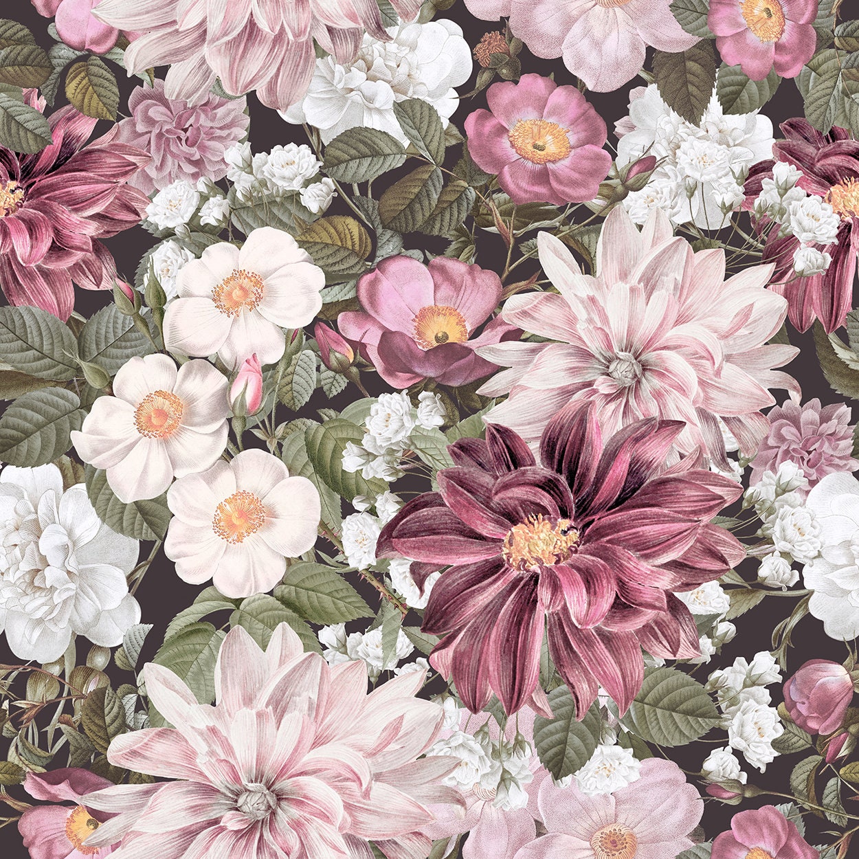 Floral Pattern Overlays in Seamless Format, Digital Flower Patterns PNG ...
