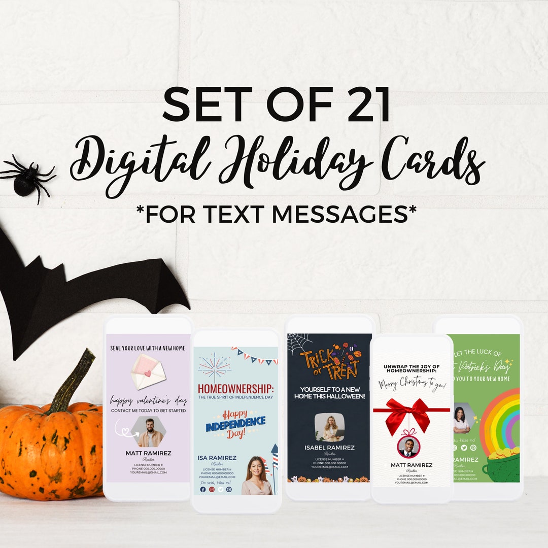 Set of 21 Textable Real Estate Cards | Realtor Holiday Cards | Digital ...