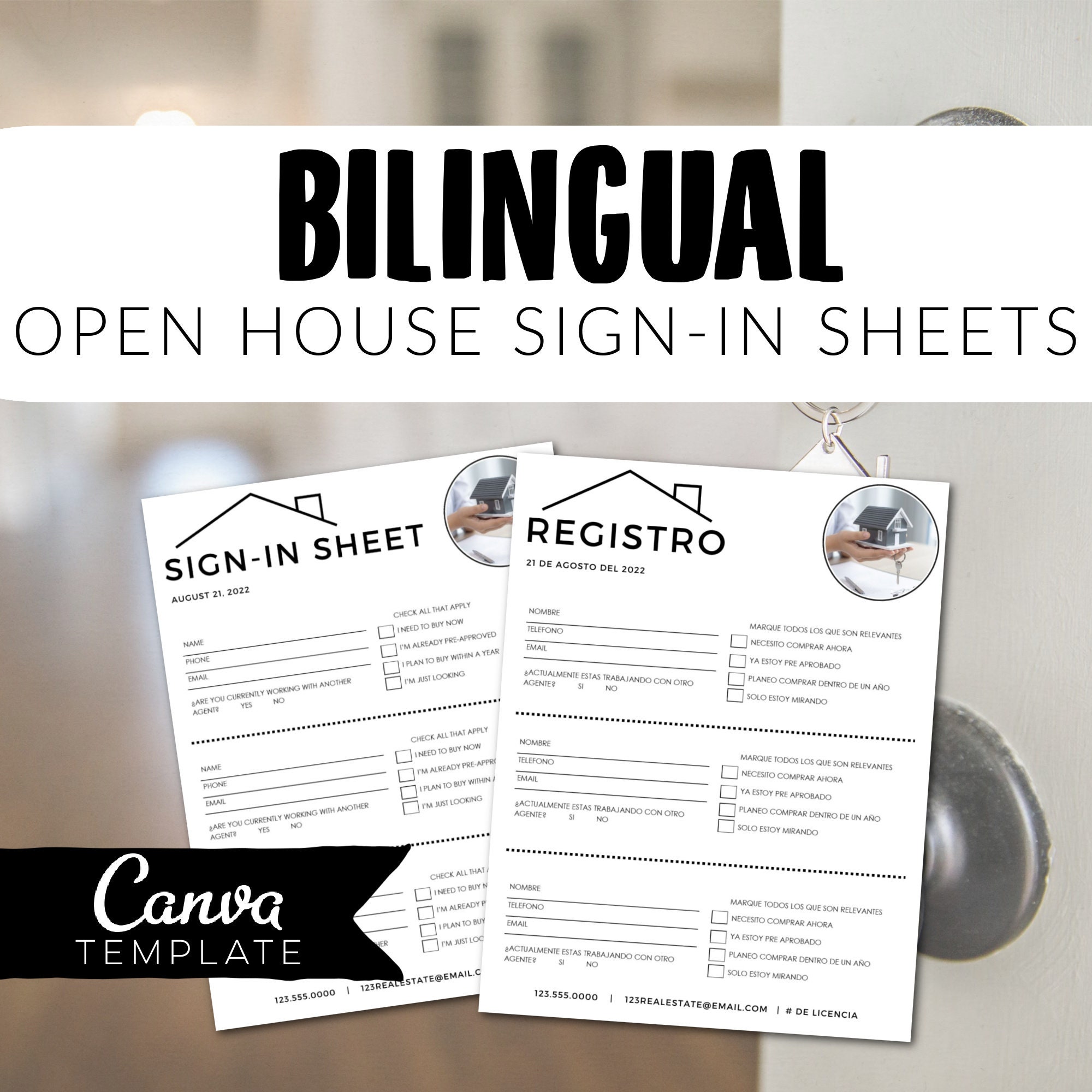 Bilingual Open House Sign-in Sheets, Bienes Raices, Registracion Para ...