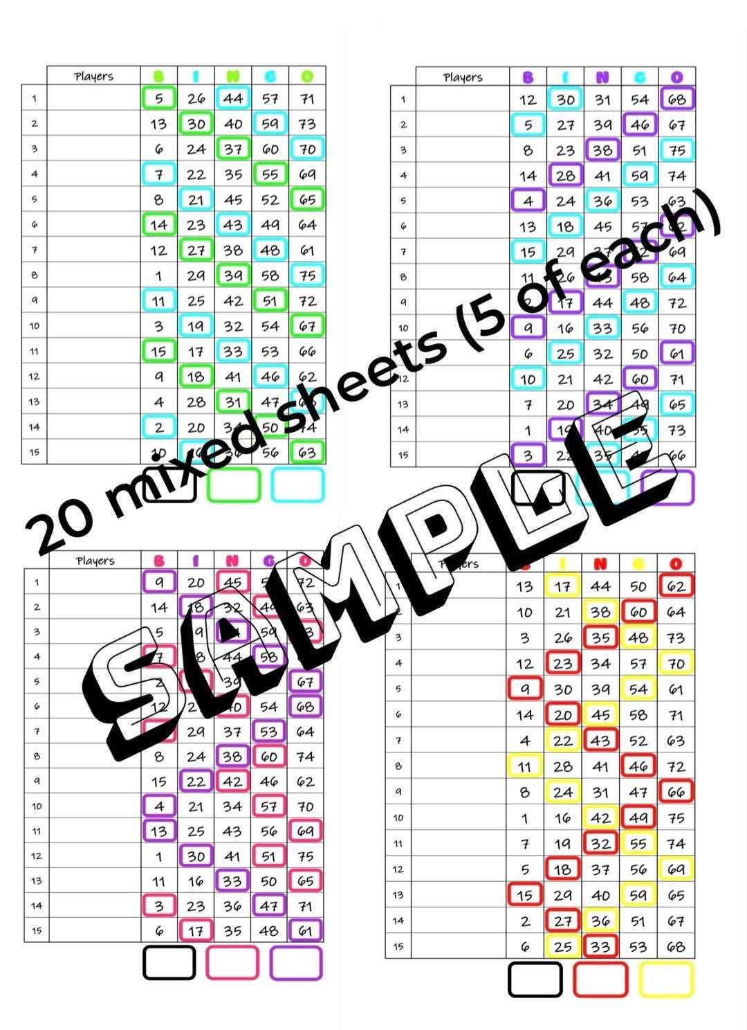 Two-colour Bingo (15 Lines) - Etsy