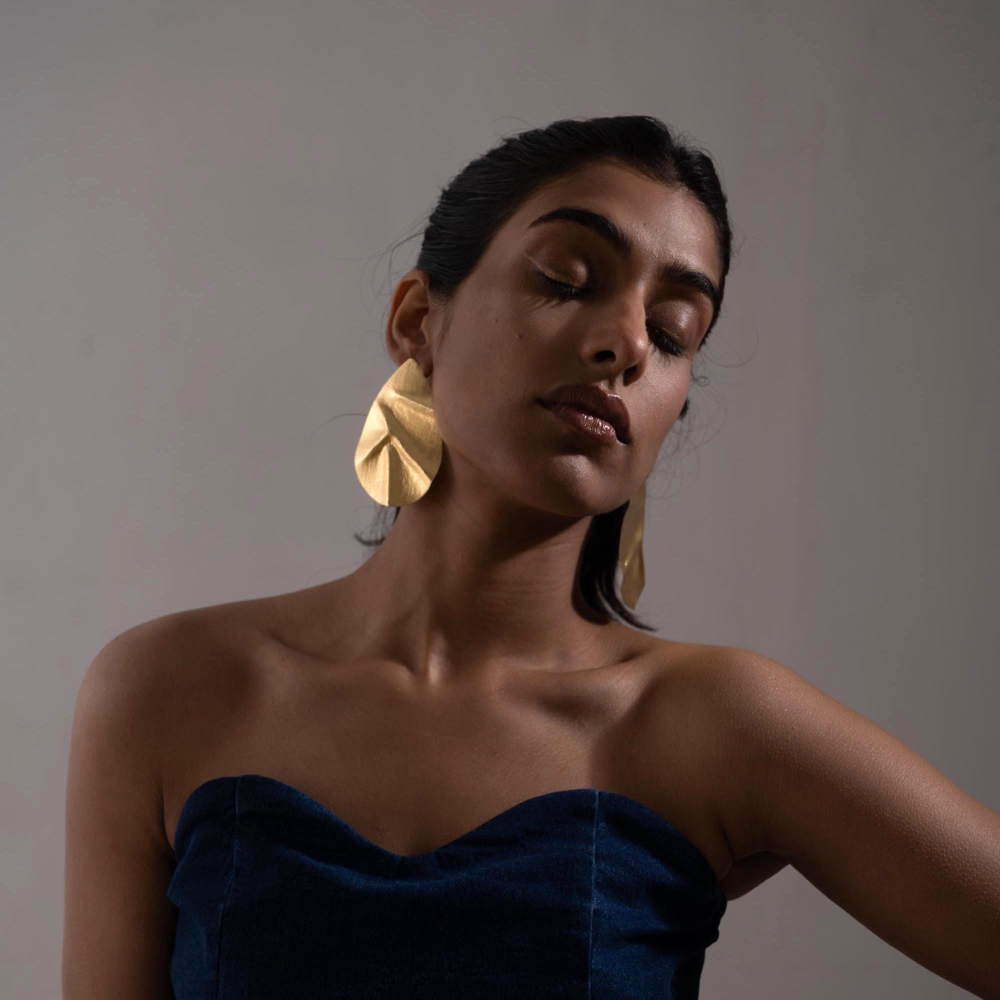 Large Statement Drop Earrings Gold | Handmade Jewelry Big Earrings ...