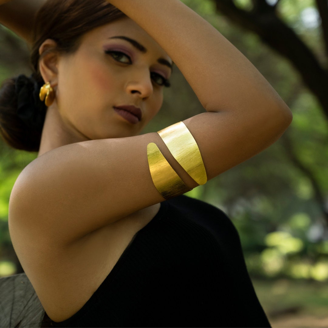 Gold Upper Arm Cuff ~ Gold Bracelet Handmade Jewelry ~ Minimalist Cuff ...