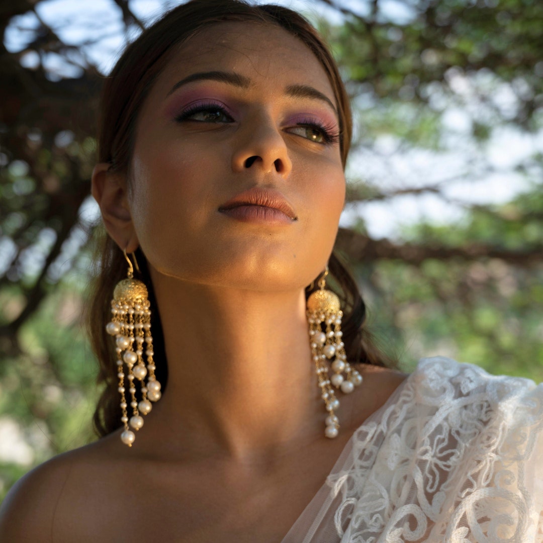Pearl Jhumka Dangle and Drop Indian Wedding Statement - Etsy