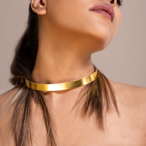 Gold Plated Brass Choker: 90s Style Neck Cuff, Handmade - Etsy