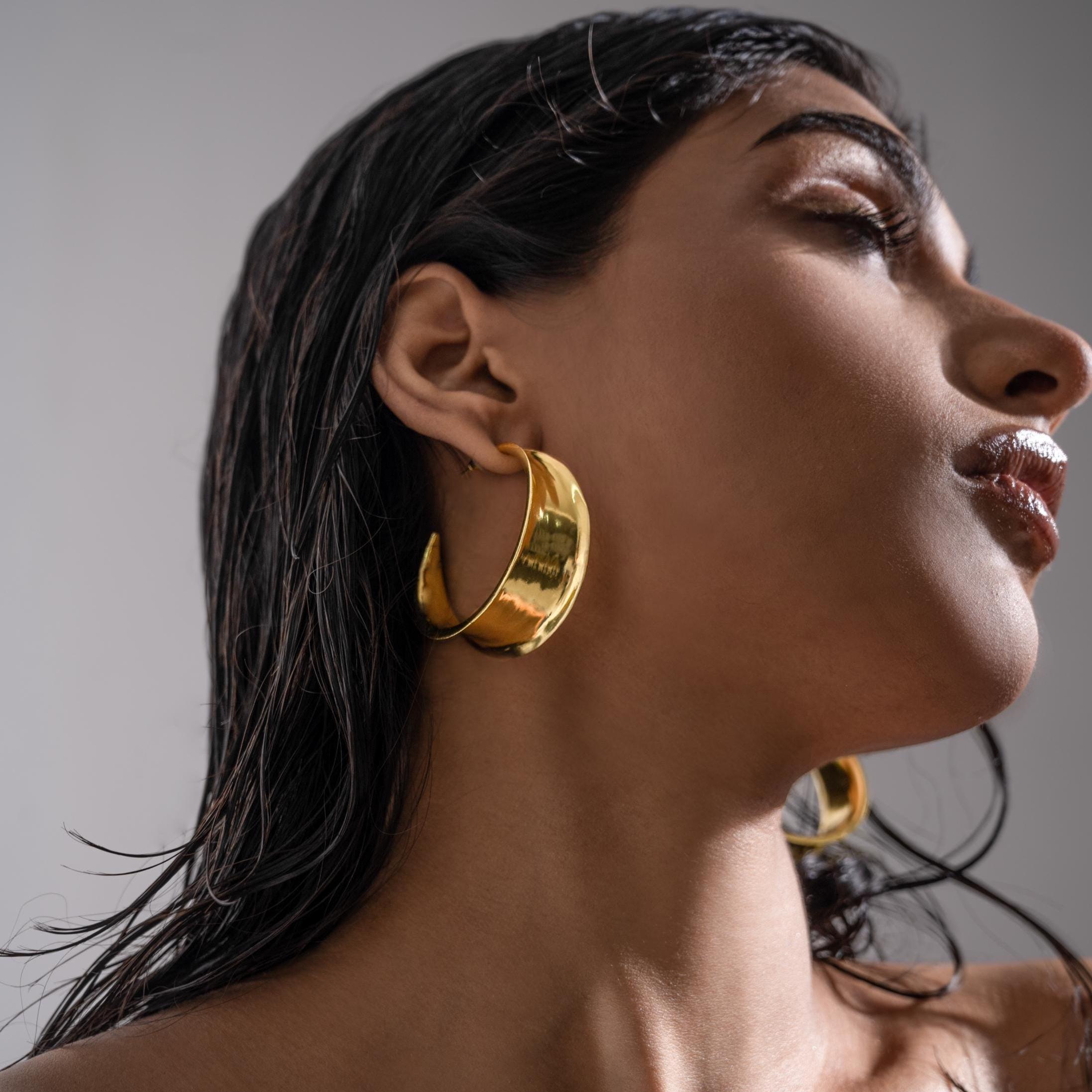 Statement Gold Hoop Earrings | Oversized Large Hoops | Bold Chunky ...
