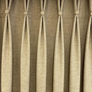 Textured Linen Curtains With Knotted Pleats: Rustic Earthy Tone Drapes ...