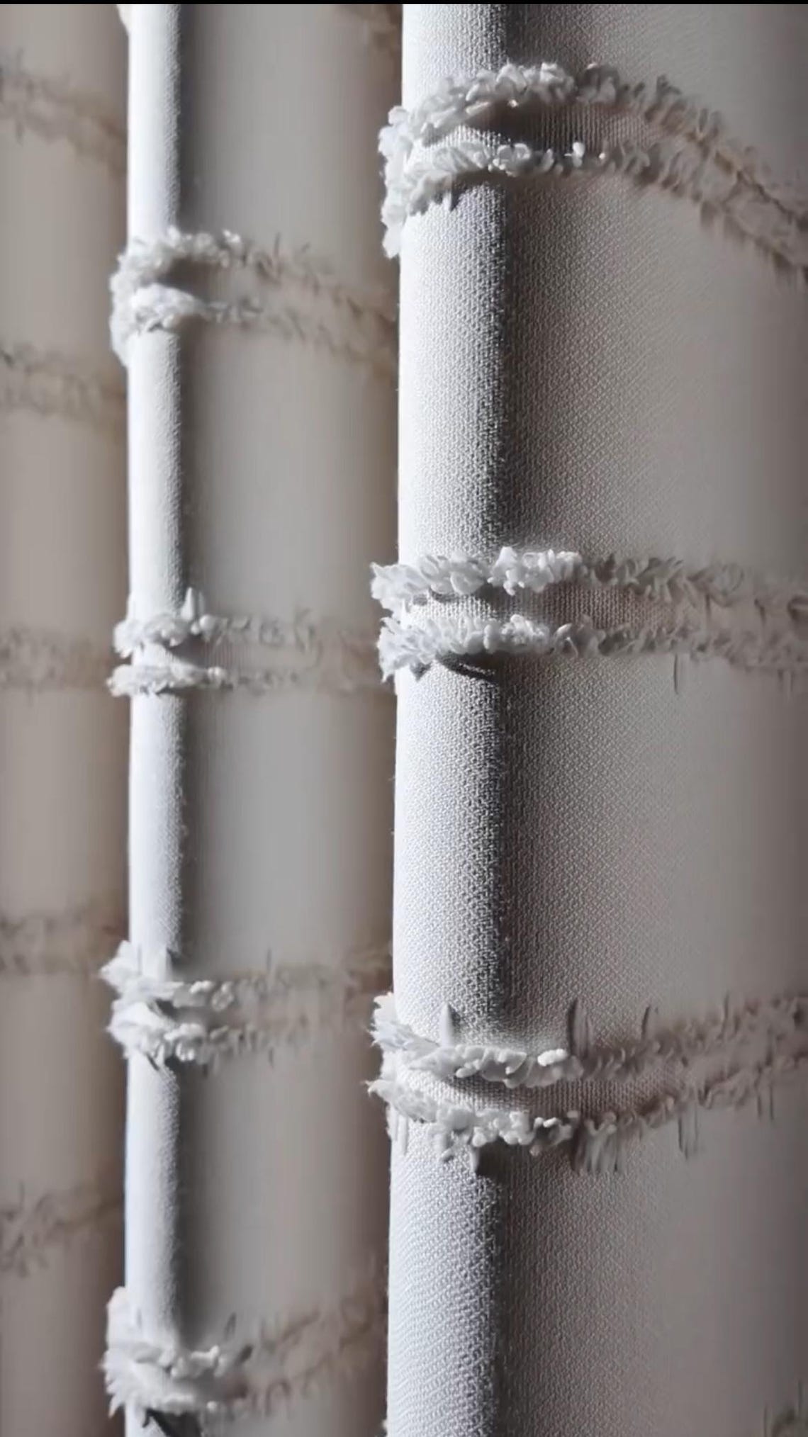 Luxury White Textured Curtain Fabric Striped Chenille Material for Home ...