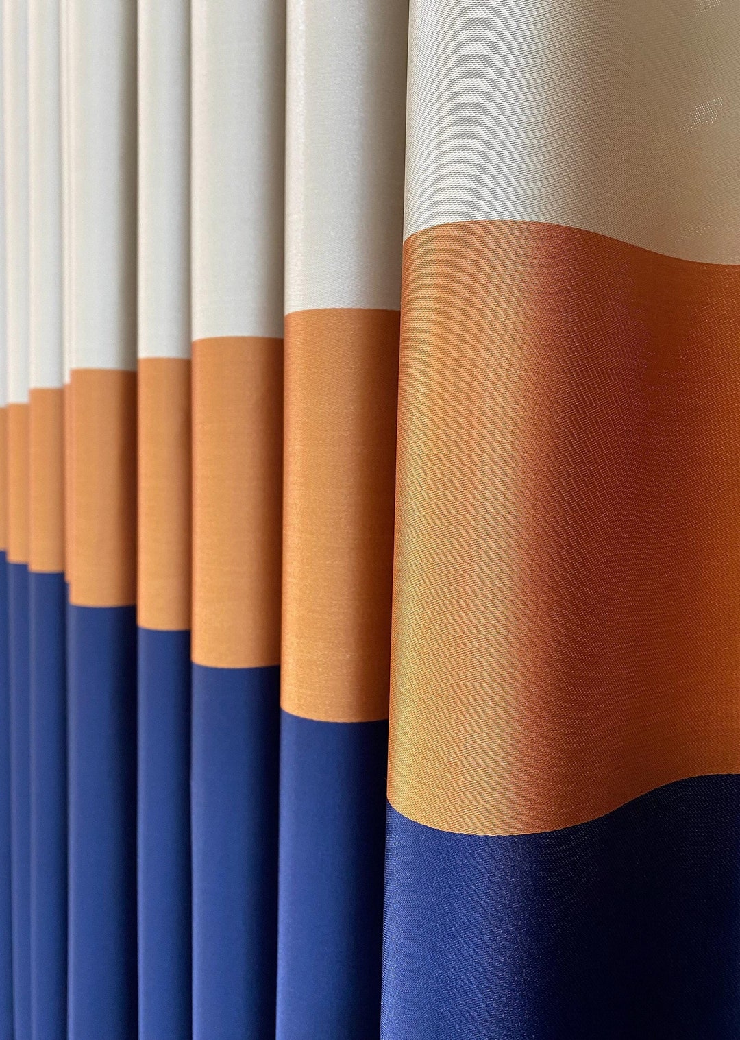 Blue and Gold Curtains With Optional Blackout Lining Custom Color Block ...