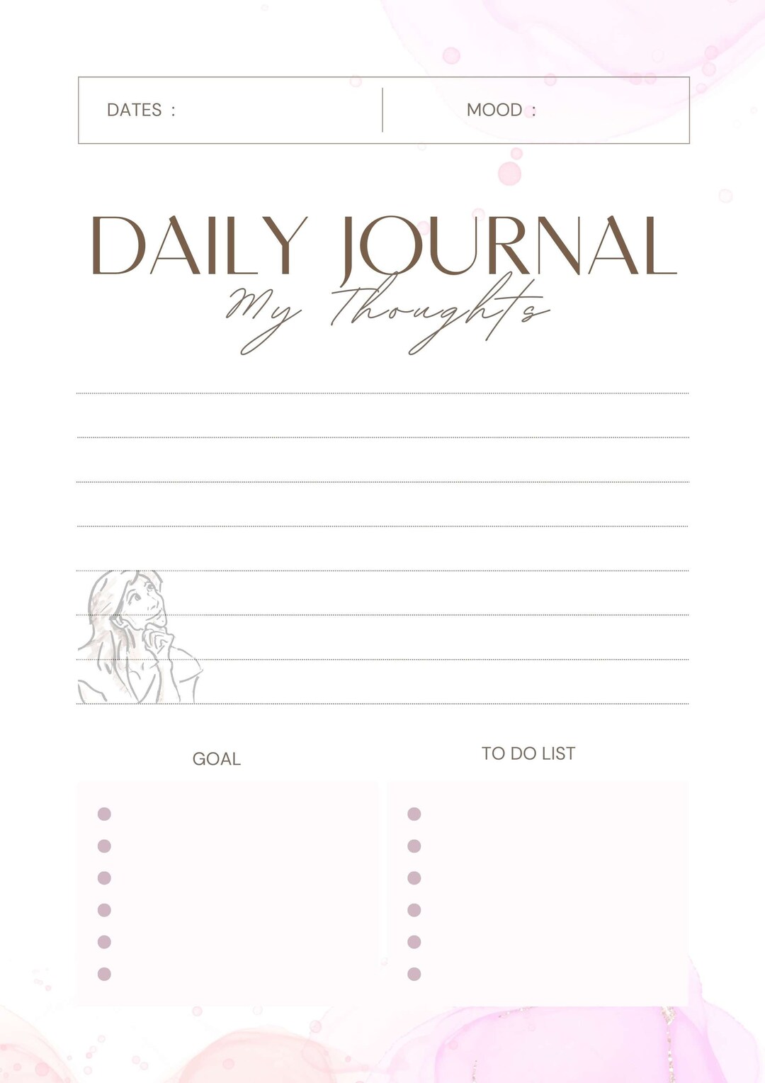 Printable Daily Journal, Personal Planner Journal, Daily Planner, Goals ...