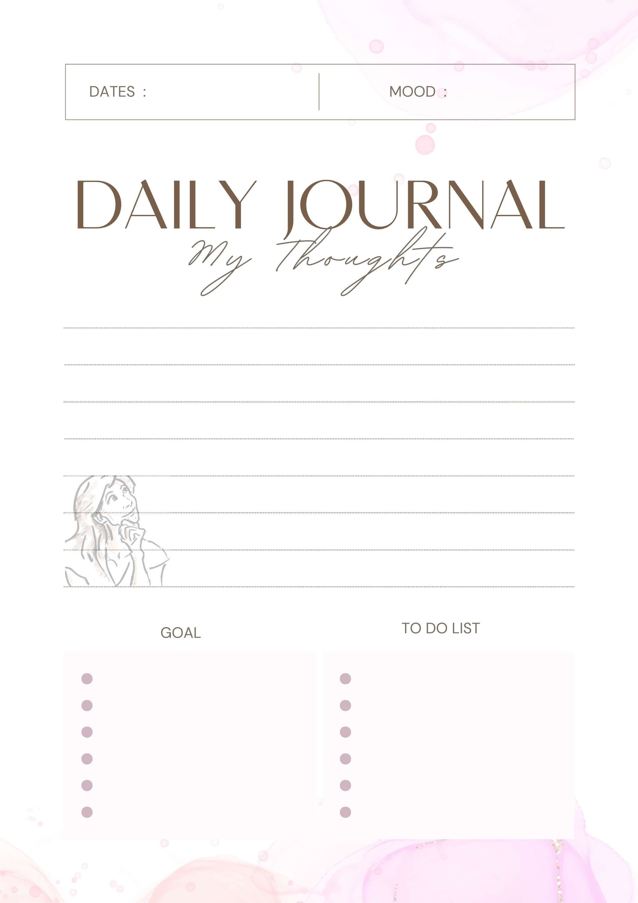 Printable Daily Journal, Personal Planner Journal, Daily Planner, Goals ...