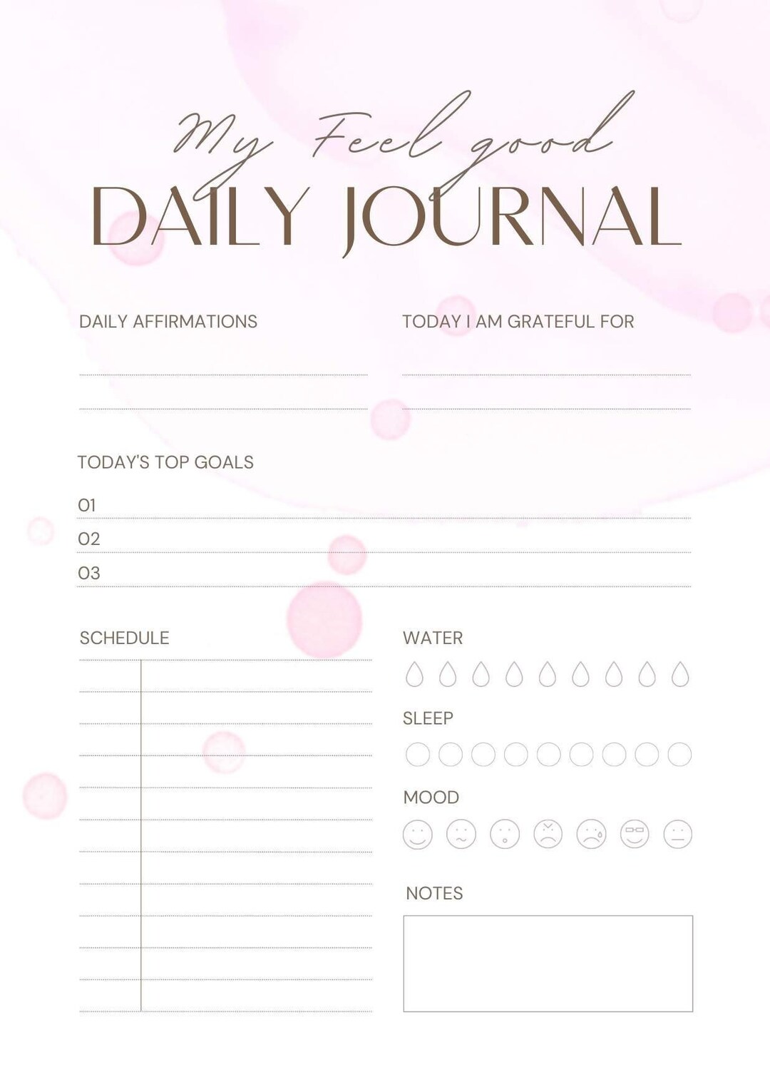 Printable Daily Journal, Feel Good, Personal Goal Planner, Daily ...