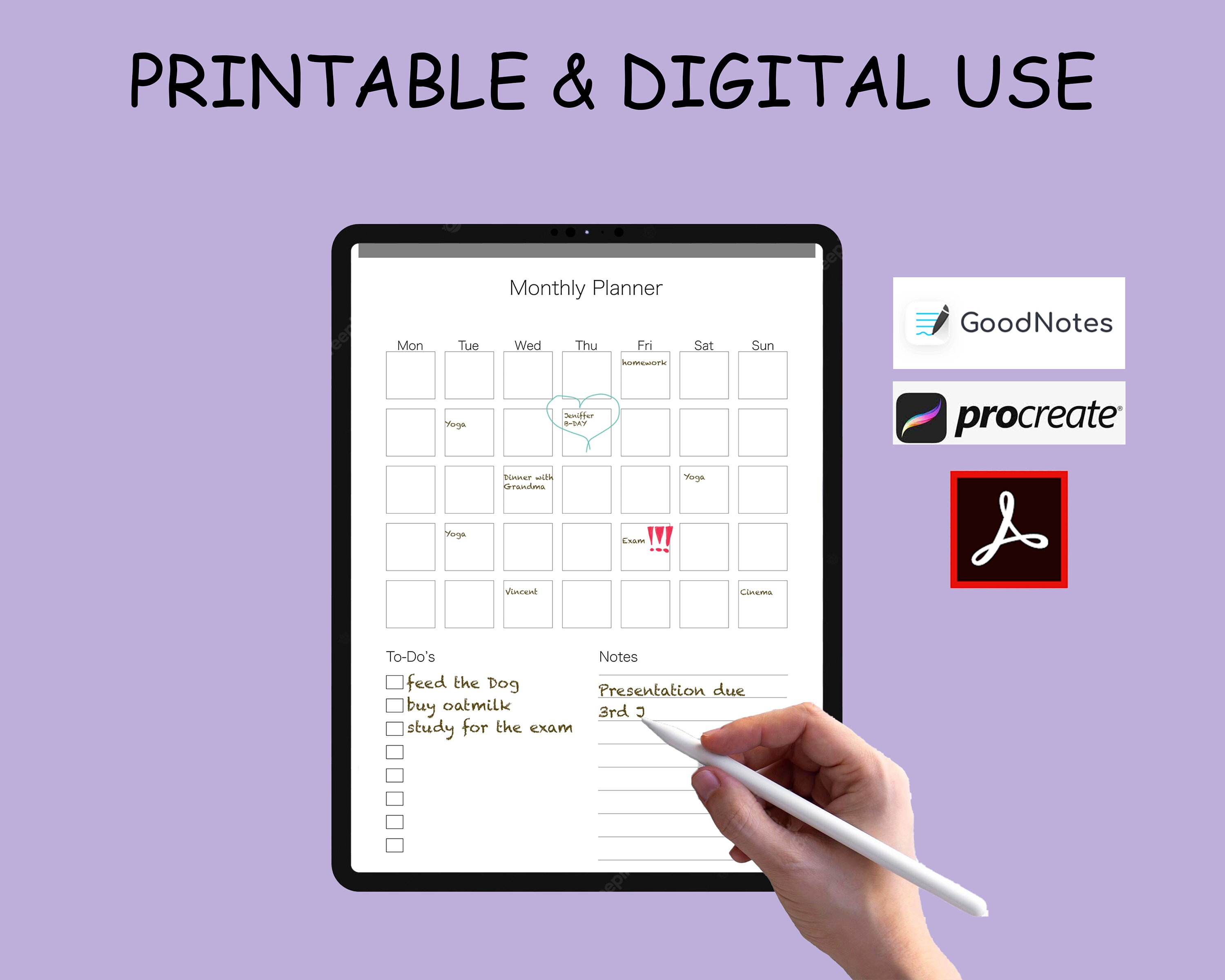 Digitaler Kalender / Digital Planner, Goodnotes, Procreate, iPad ...