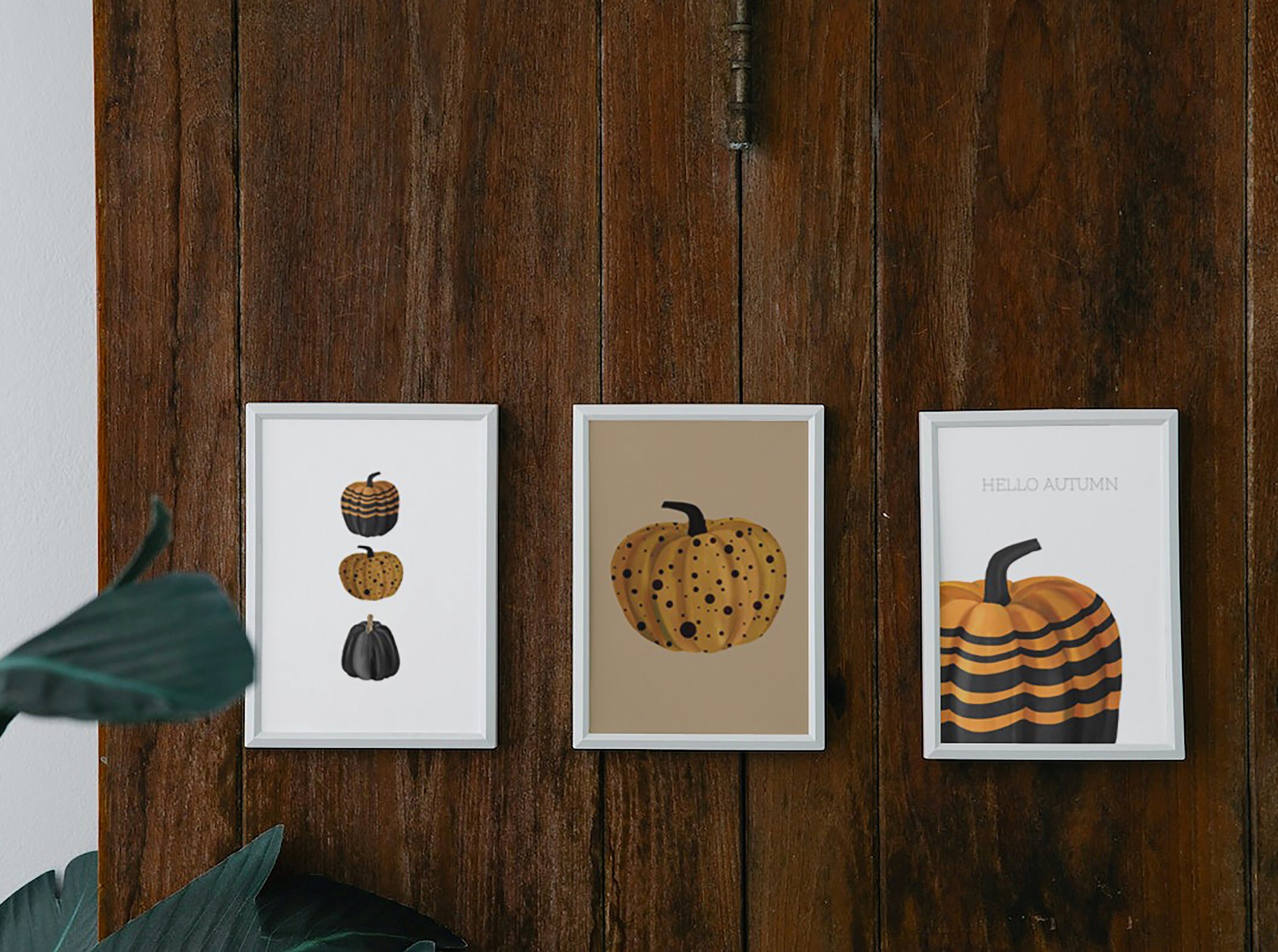 Orange Pumpkin Printable Poster Set 3 Prints Hello Autumn - Etsy