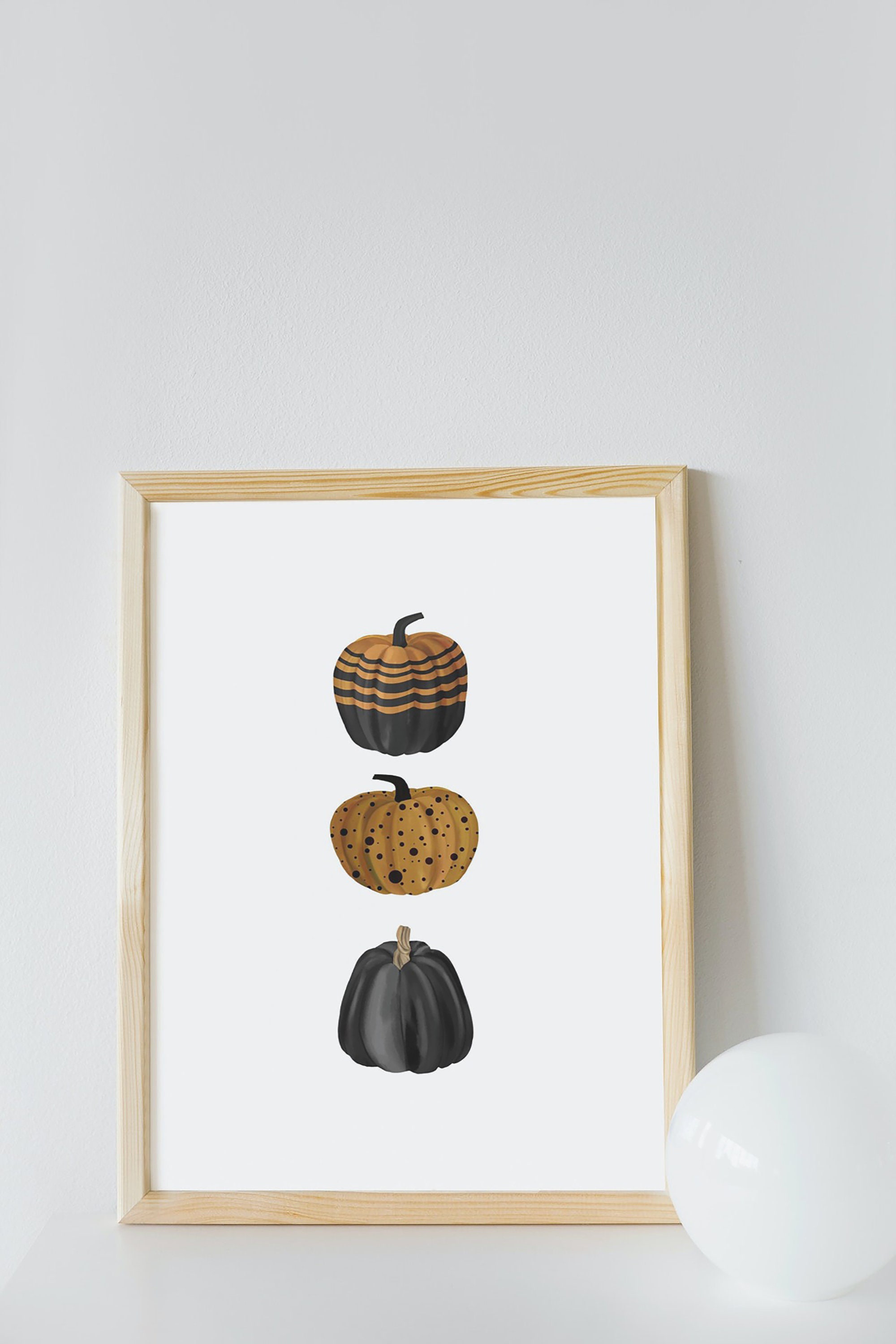 Orange Pumpkin Printable Poster Set 3 Prints Hello Autumn Wall Decor ...