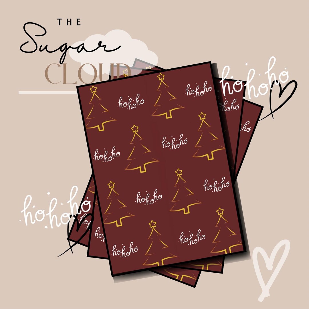 Printable Christmas Gift Wrapper. Hoho Maroon Gift Wrapper. Christmas ...