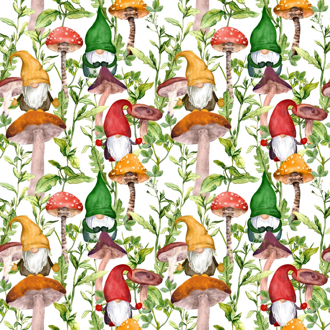 Cute Gnomes and Mushrooms for Kid Rooms, Vintage Mushroom Murals, Peel ...