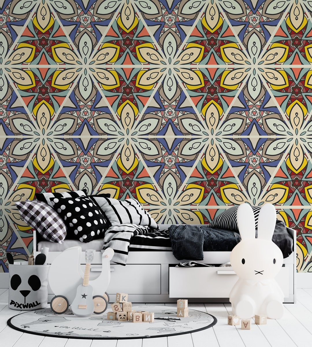 Colorful Moroccan Tiles Patterns Mural, Peel and Stick Wallpaper ...