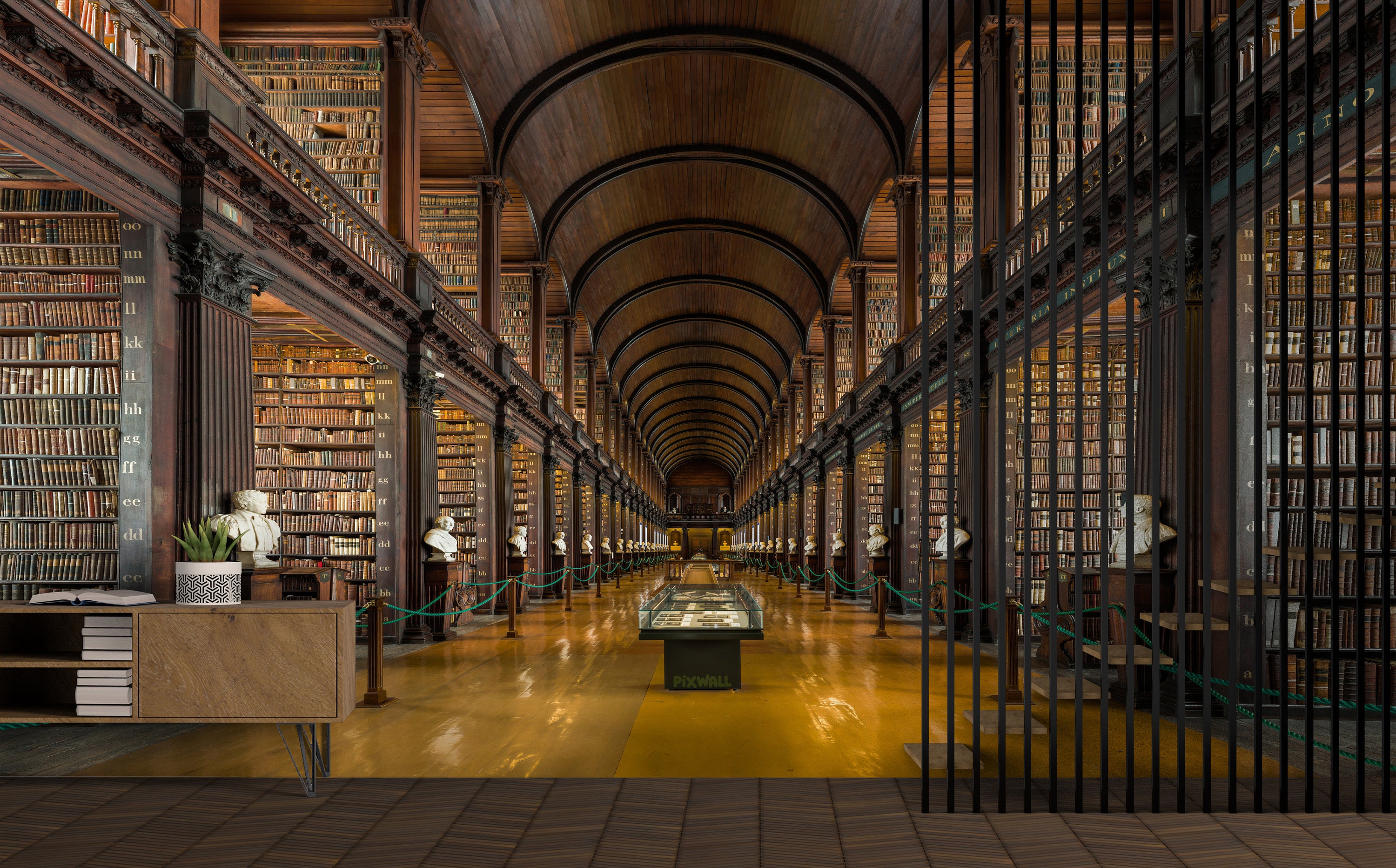 Remote Perspective Library Corridor Wallpaper Wall Decor - Etsy