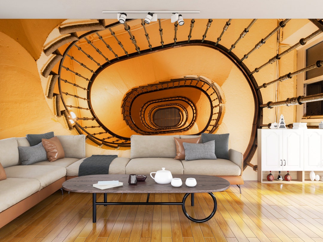3D Wallpaper View Deep Spiral Stairwell Home Decor Peel and - Etsy