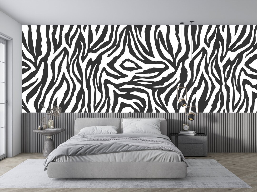 Design Zebra Pattern, Wall Art, Wall Decor, Wallpaper, Wall Mural, Self ...