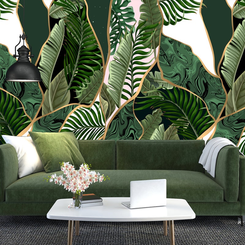 Palm Leaf Wall Mural - Etsy