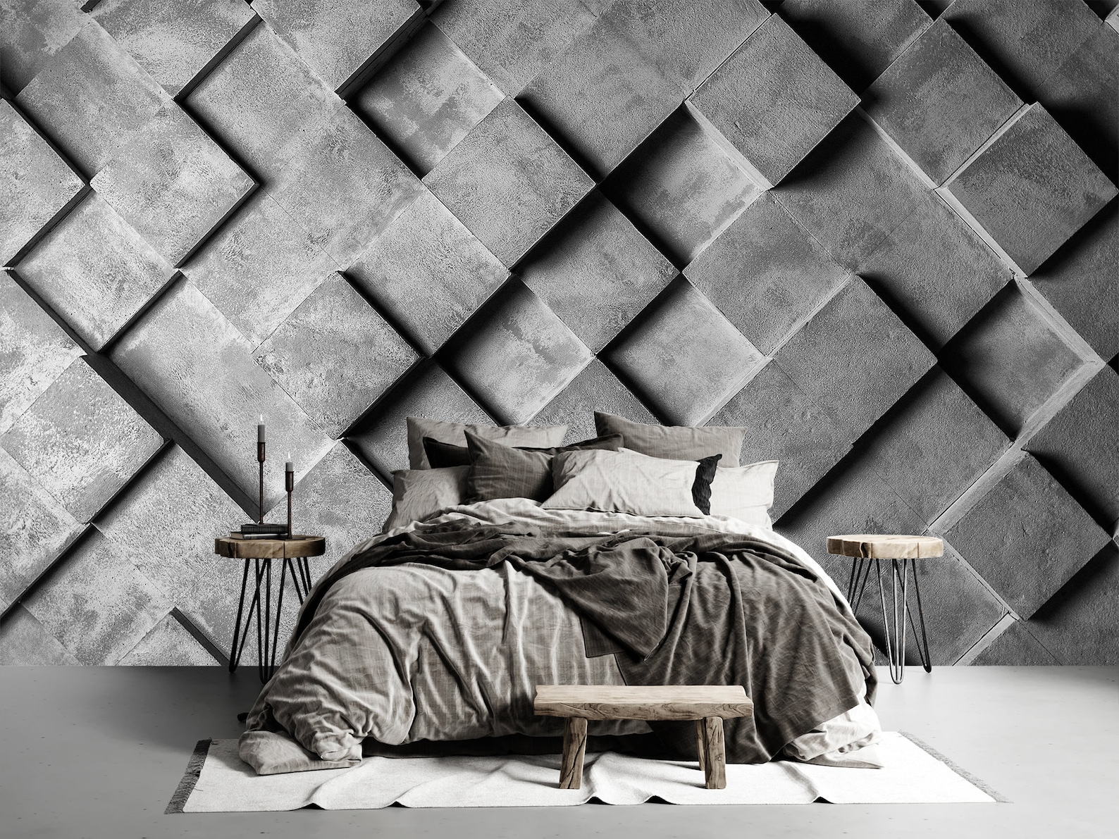 3D Gray Geometric Cubes Wallpaper Self Adhesive Wallpaper - Etsy