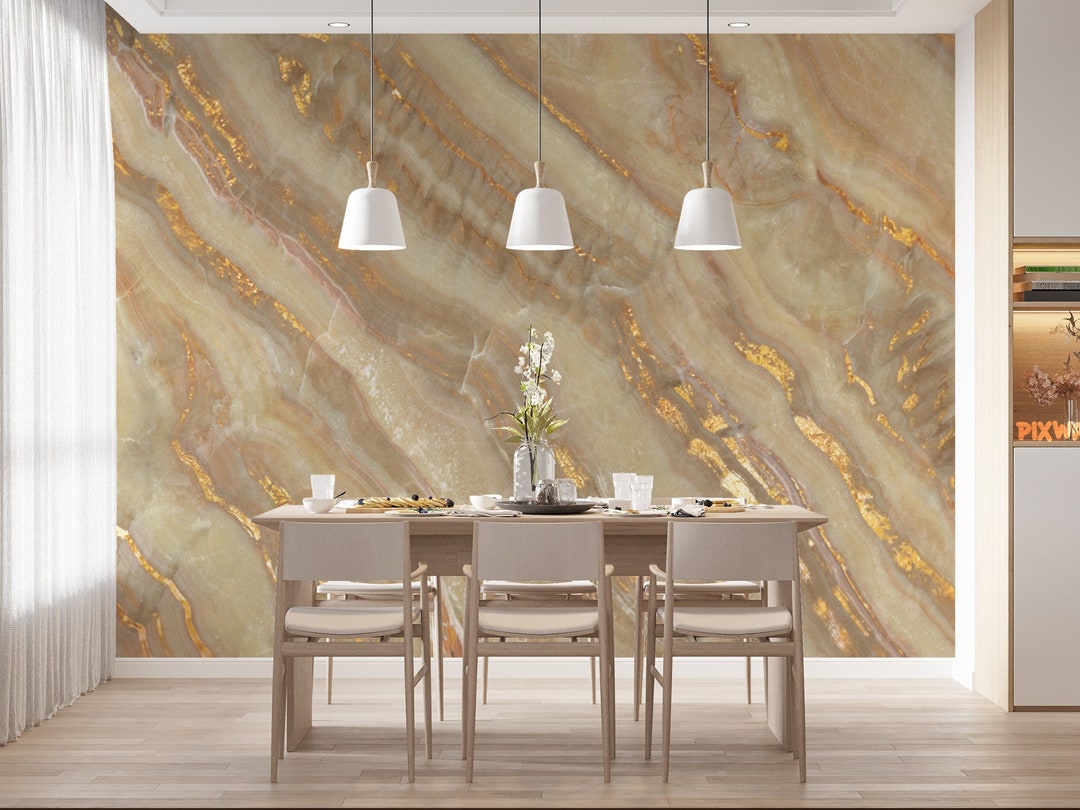 Brown and Gold Marble Wallpaper Wall Mural Peel and Stick - Etsy